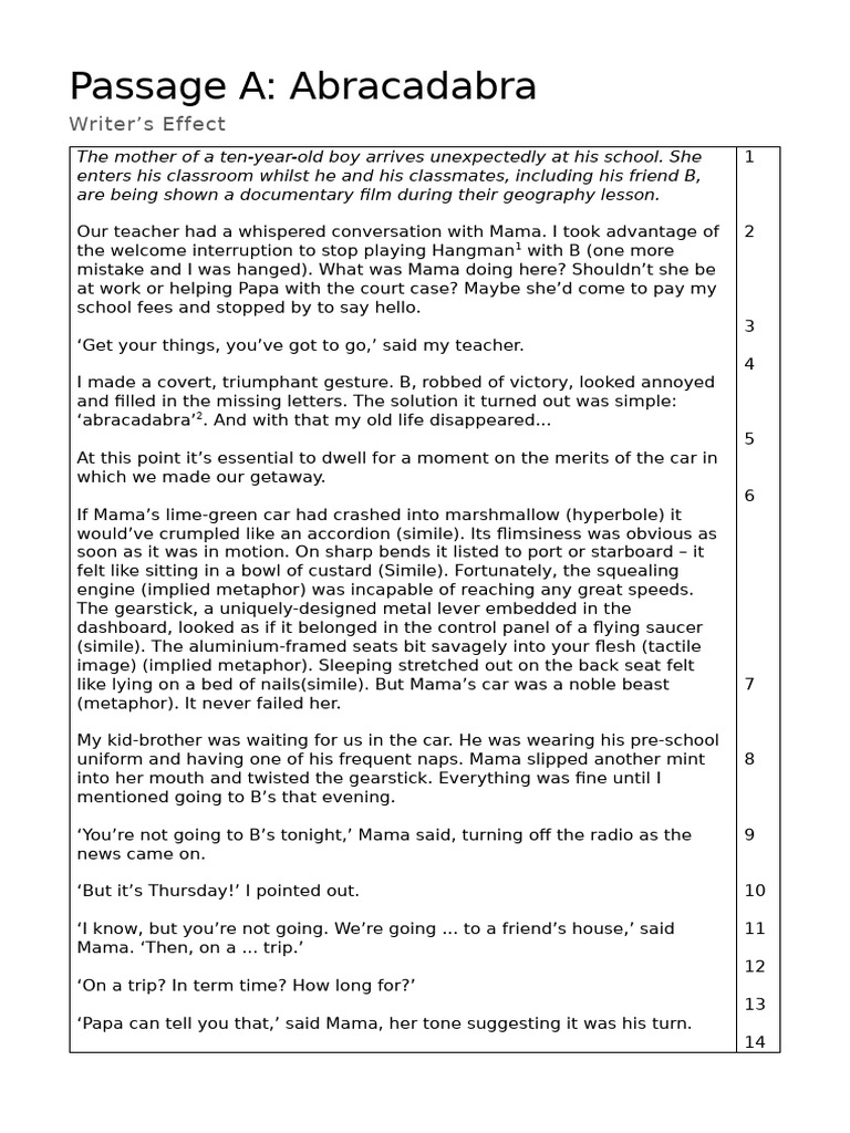 Passage A Abracadabra Writer's Effect | PDF