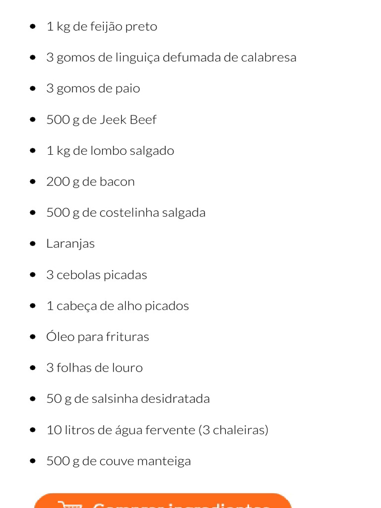 Receita de Feijoada Simples, Enviada Por Beatriz | PDF