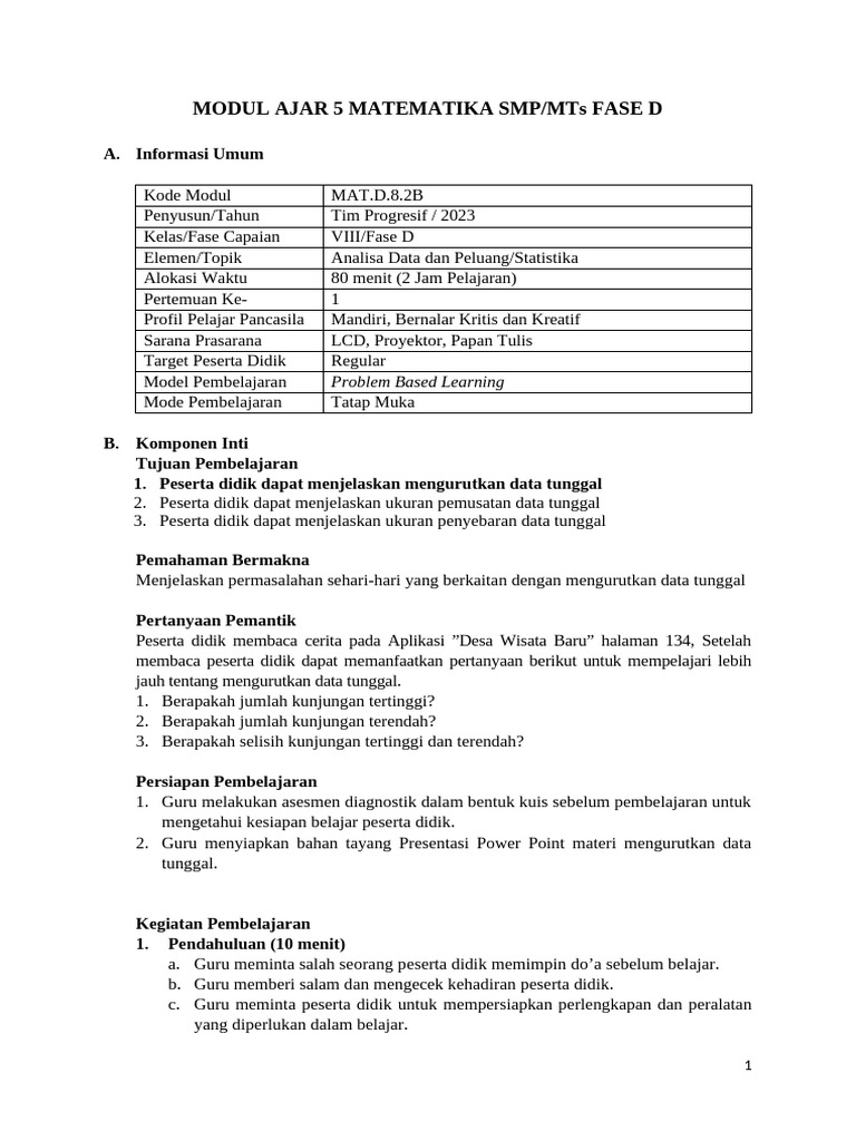 MATEMATIKA SMP - MTS JL.2B - KM-MA (Modul Ajar) - Modul Ajar Matematika ...