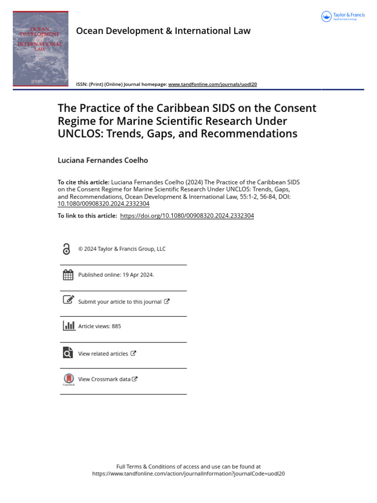 The Practice of The Caribbean SIDS On The Consent Regime For Marine ...