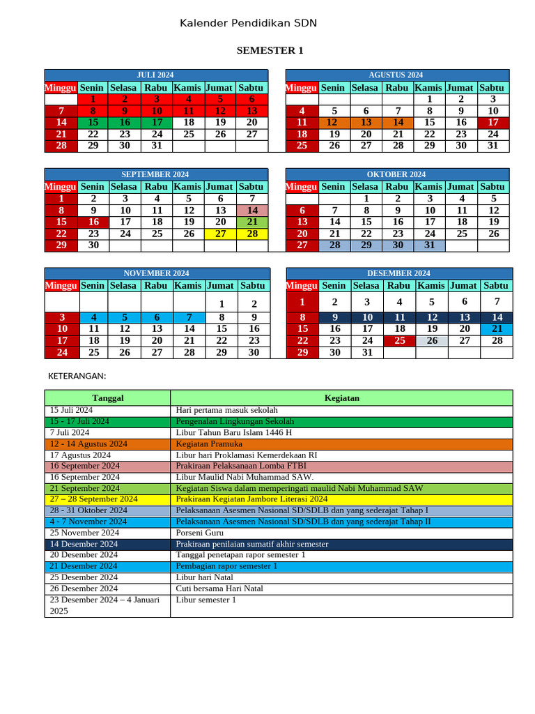 kalender pendidikan | PDF