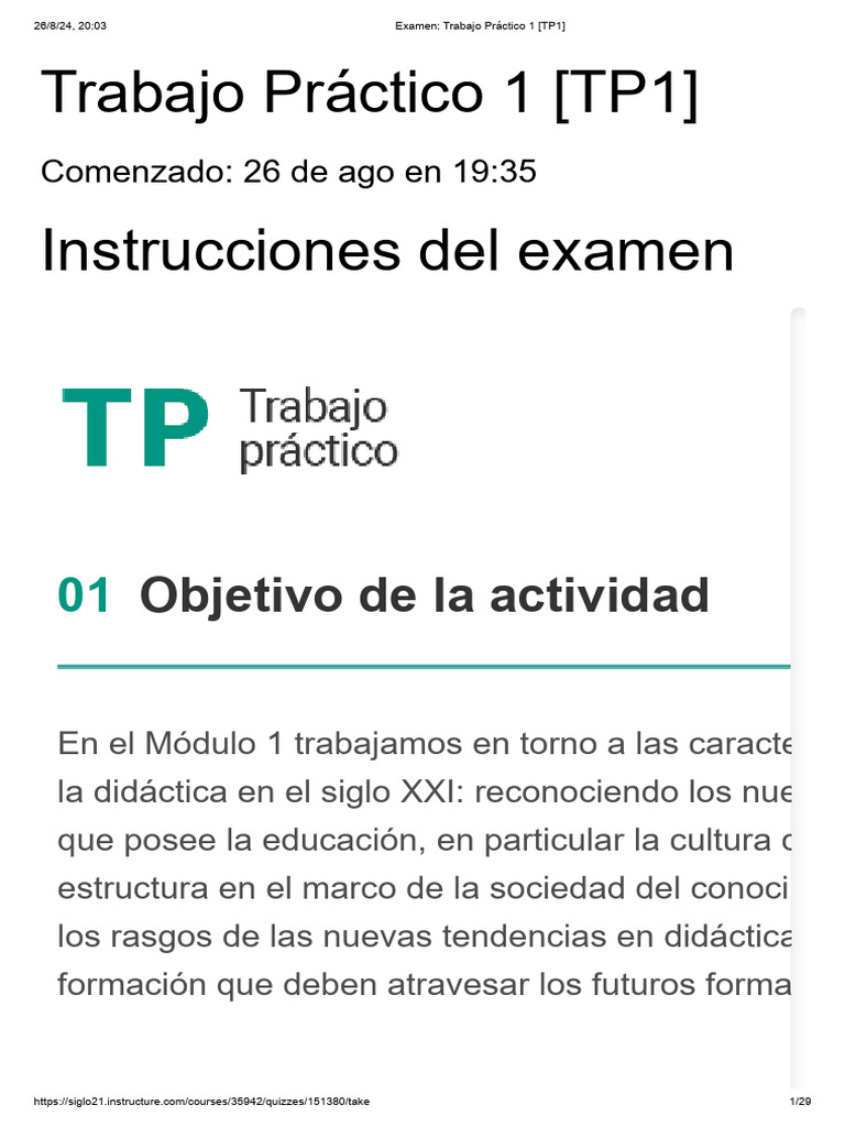 Examen - Trabajo Práctico 1 (TP1) - 1 | PDF | Enseñando | Crecimiento personal y profesional