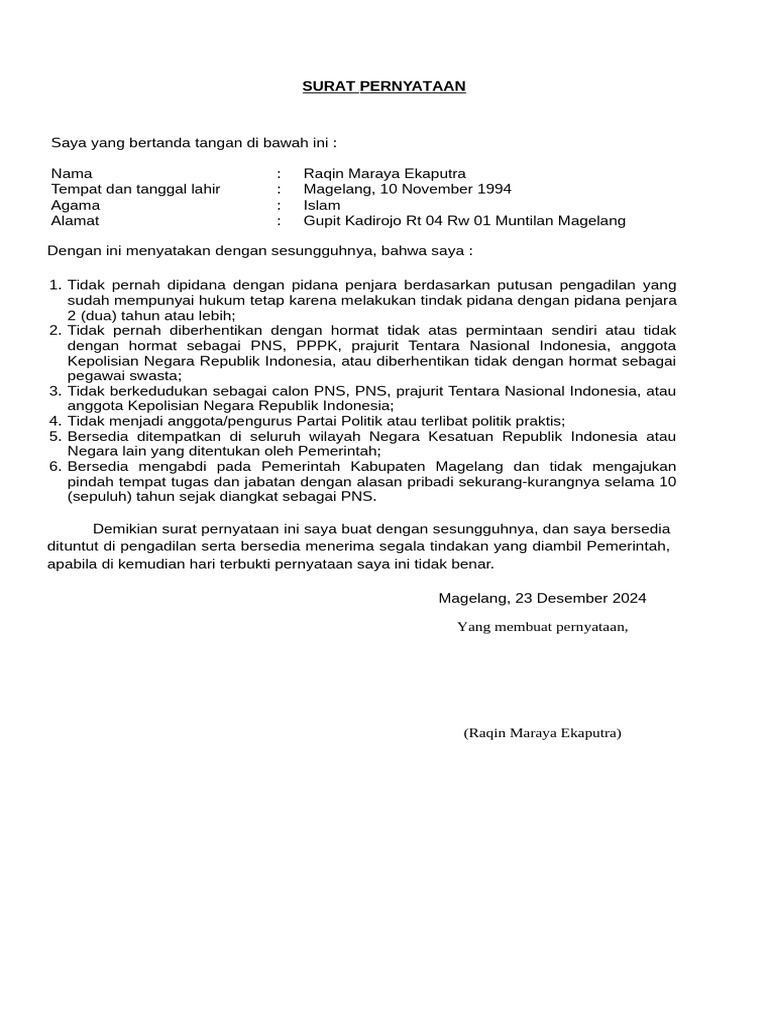 Lampiran Iii Surat Pernyataan | PDF