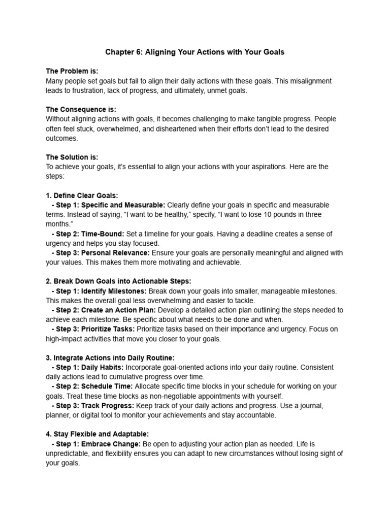 Chapter 6 Aligning Your Actions With Your Goals | PDF