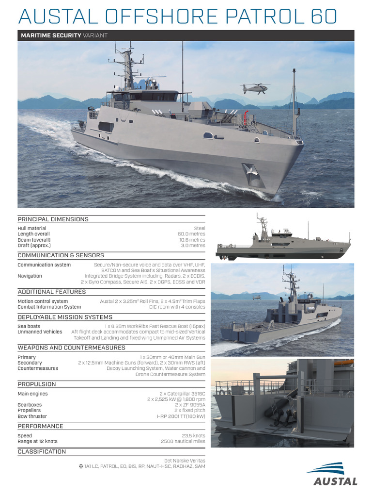 Austal Offshore Patrol 60 Maritime Security Data Sheet - May 2022 | PDF