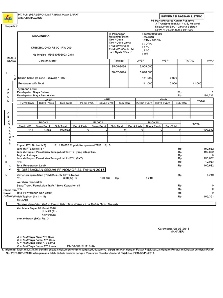 Informasi Tagihan Listrik | PDF