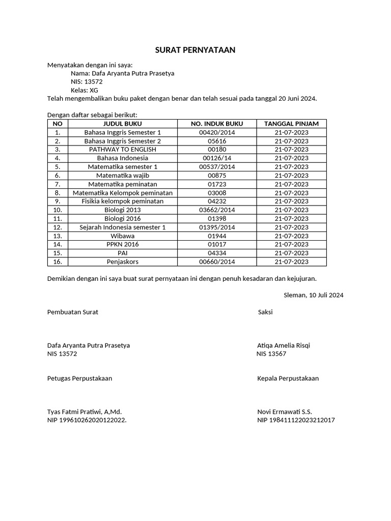 Surat Pernyataan Pdf