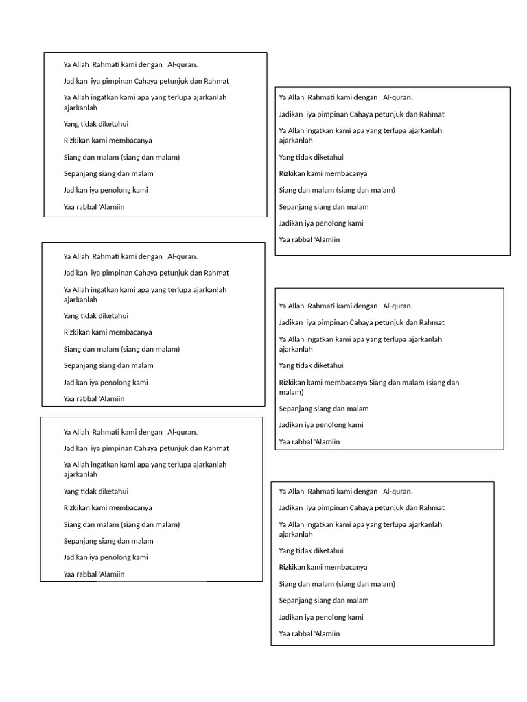 Ya Allah Rahmati Kami Dengan Al | PDF
