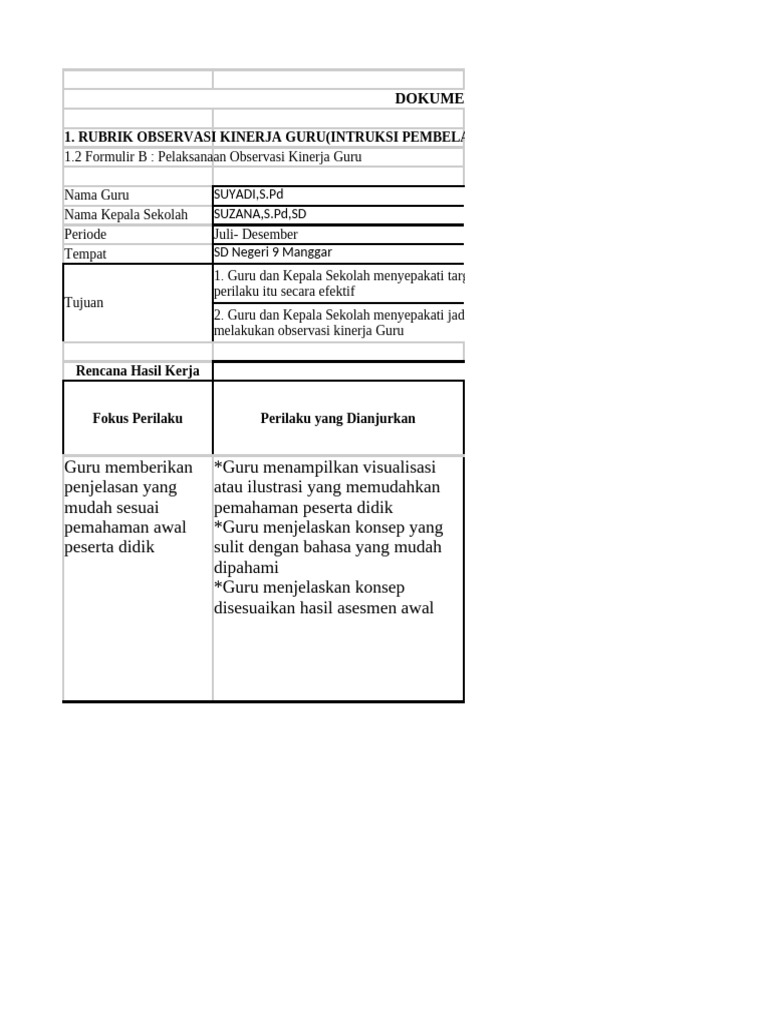 Form Observasi Suyadi | PDF