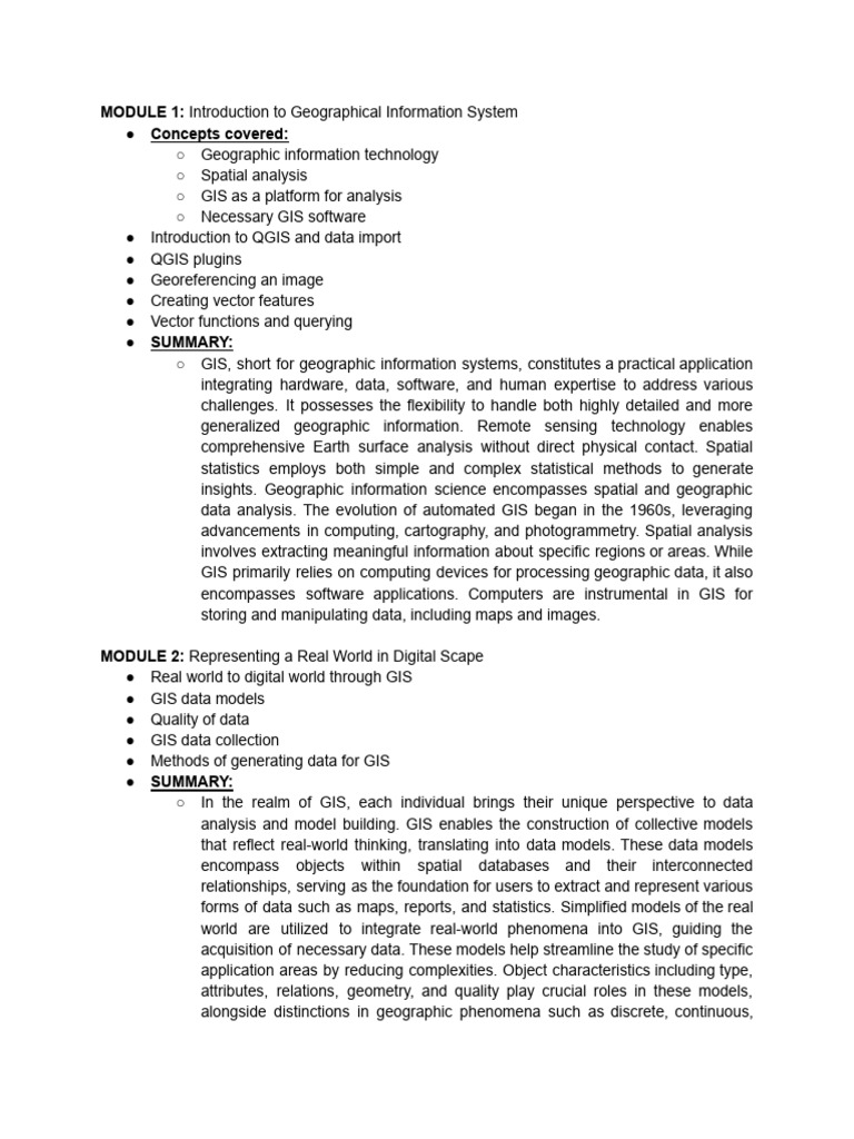 MODULE 1: Introduction To Geographical Information System Concepts ...
