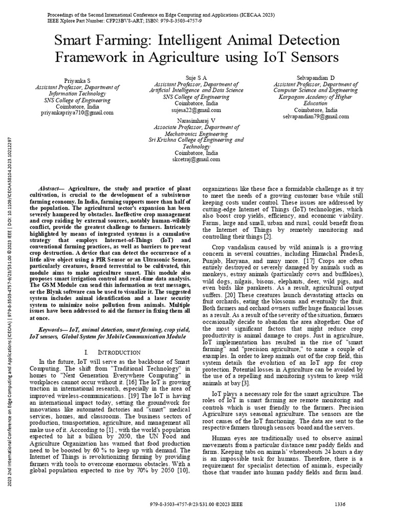 Smart Farming Intelligent Animal Detection Framework in Agriculture ...