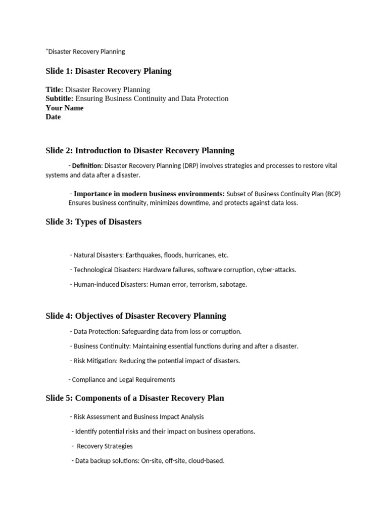 Disaster Recovery Planning | PDF Disaster Recovery Planning | PDF