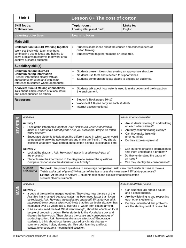 GP6 TG Unit 1 8 Lesson Plan | PDF