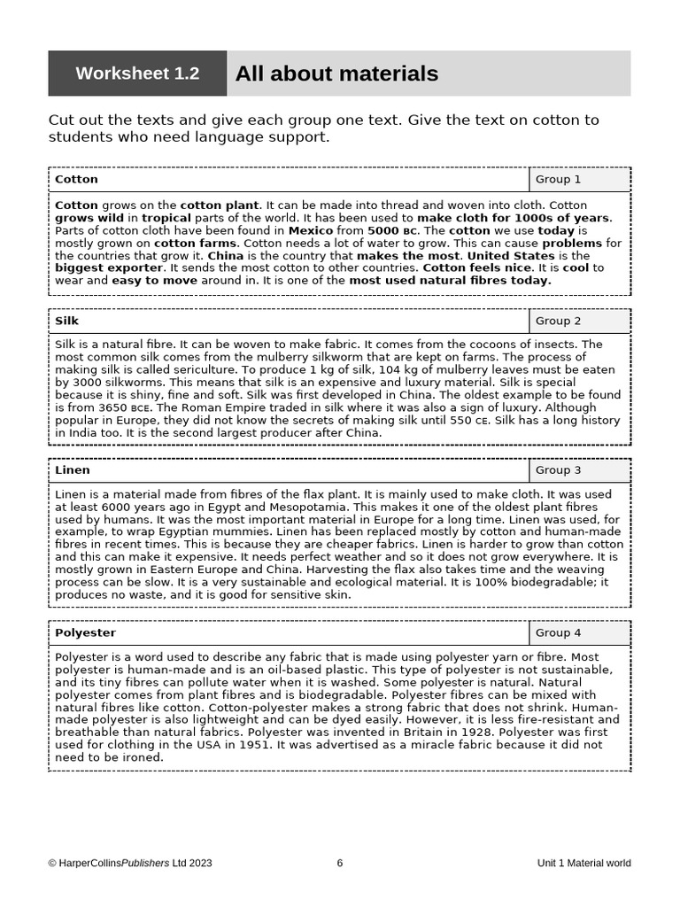 GP6 TG Unit 1 2 Worksheet | PDF