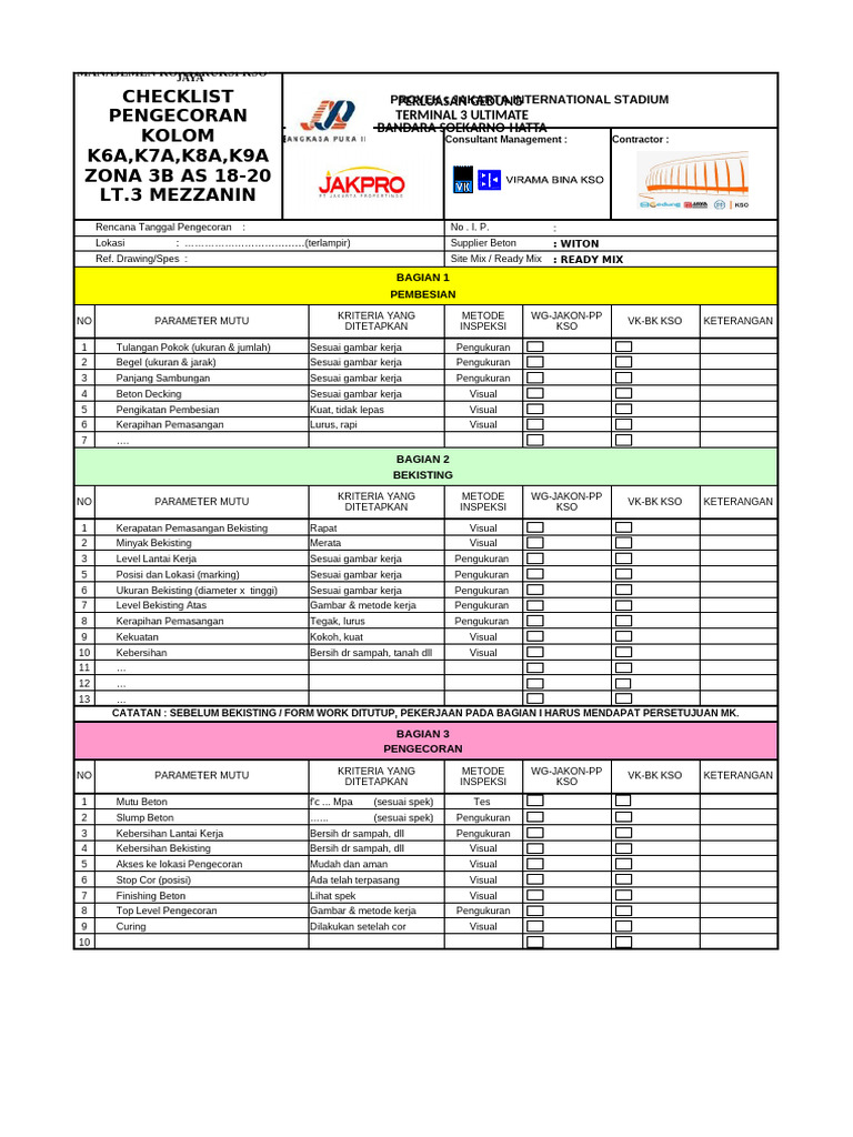 Ceklist Lapangan Update | PDF