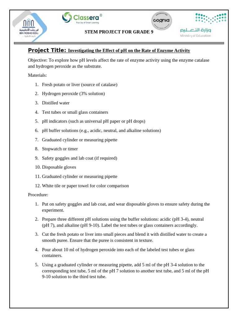 STEM Project For Gr. 9 | PDF
