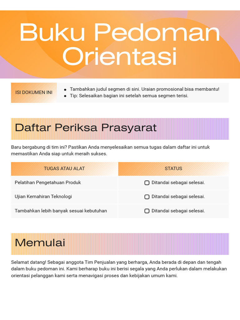 Buku Pedoman Orientasi | PDF