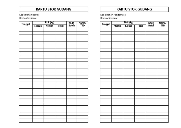 STOR-004 - Kartu Stok Bahan Baku Dan Bahan Pengemas 2 | PDF