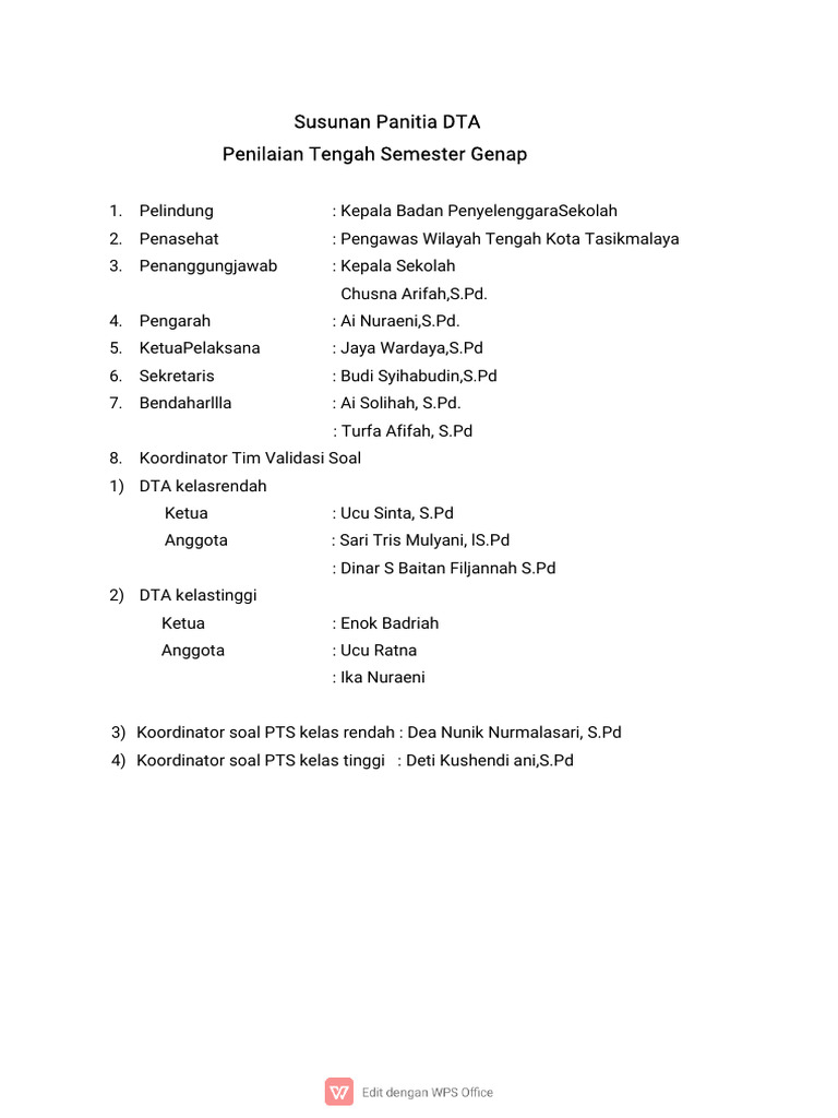 Ketentuan Soal PTS DTA 2022 Genap | PDF