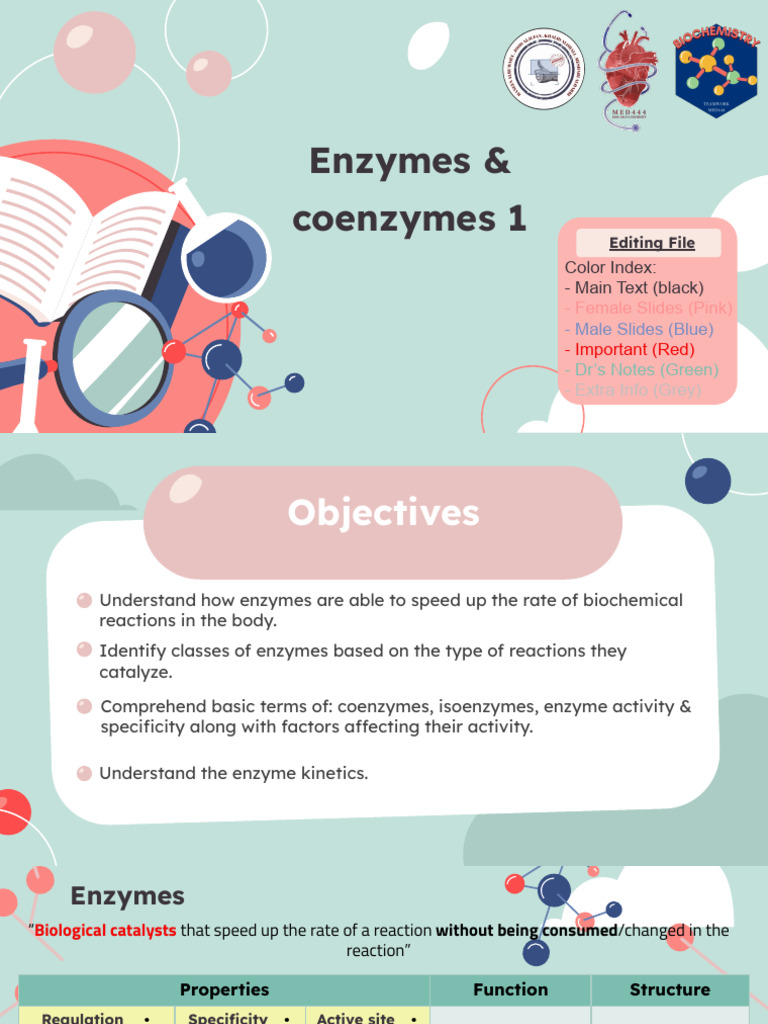 Enzyme Function and Kinetics Overview | PDF | Enzyme | Cofactor ...