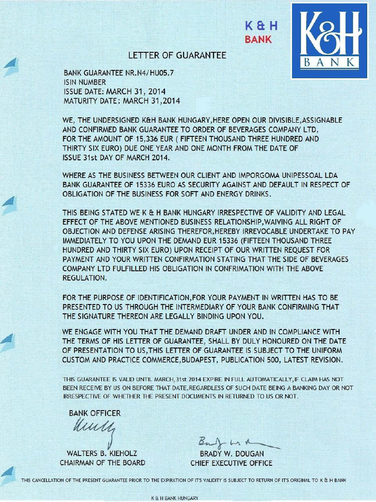 Bank Guarantee Confirmation | PDF