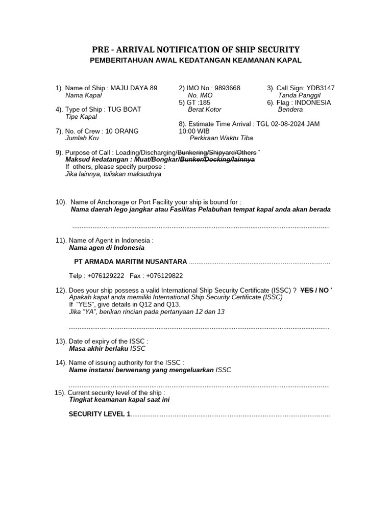 Pre Arrival Buatan Terbaru | PDF