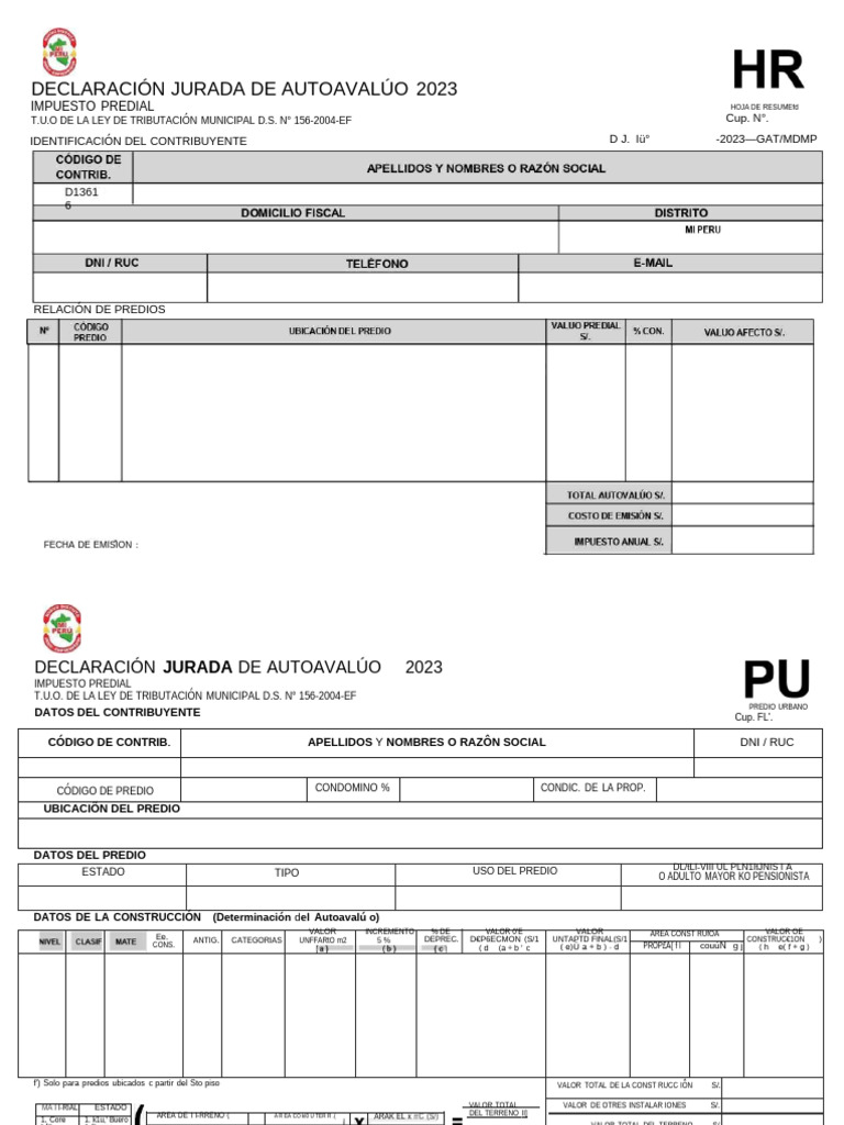 Formato HR Pu en Blanco | PDF