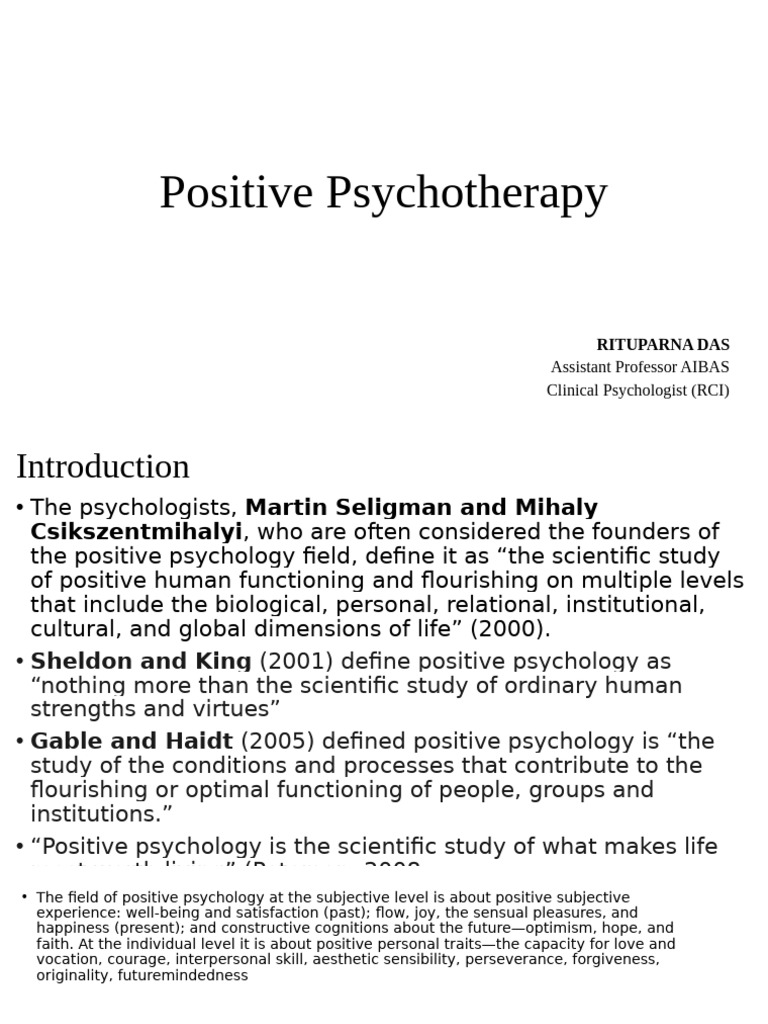 Positive Psychotherapy MA | PDF