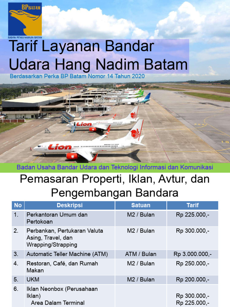 Tarif Layanan Bandar Udara Hang Nadim Batam | PDF