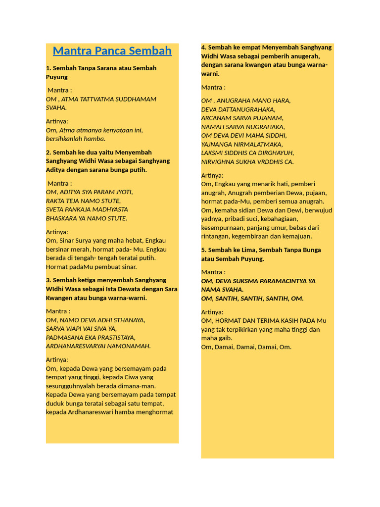 Mantra KRAMANING SEMBAH | PDF