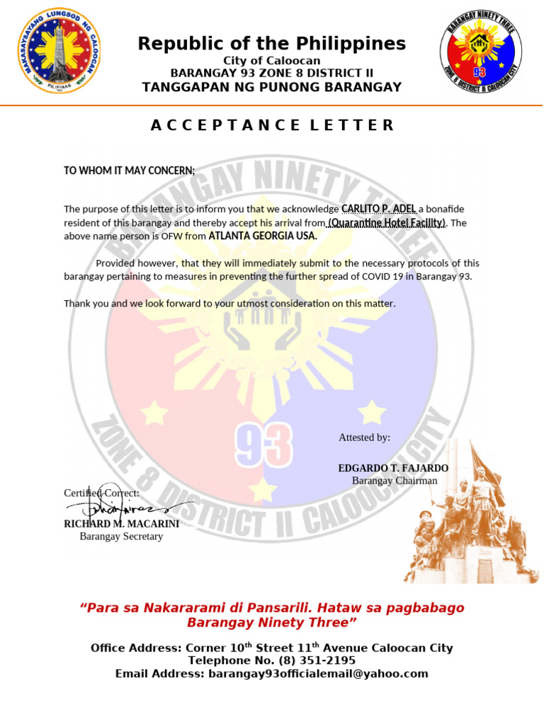 Acceptance Ofw | PDF