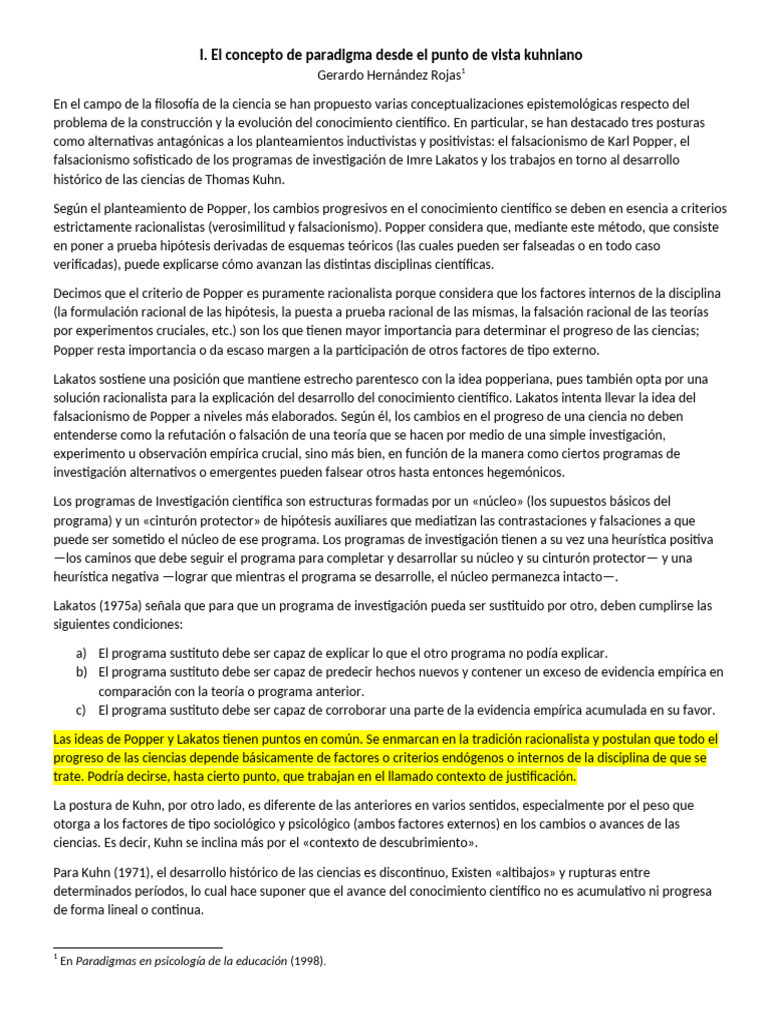 Lectura 2. El Concepto de Paradigma Desde El Punto de Vista Kuhniano | PDF