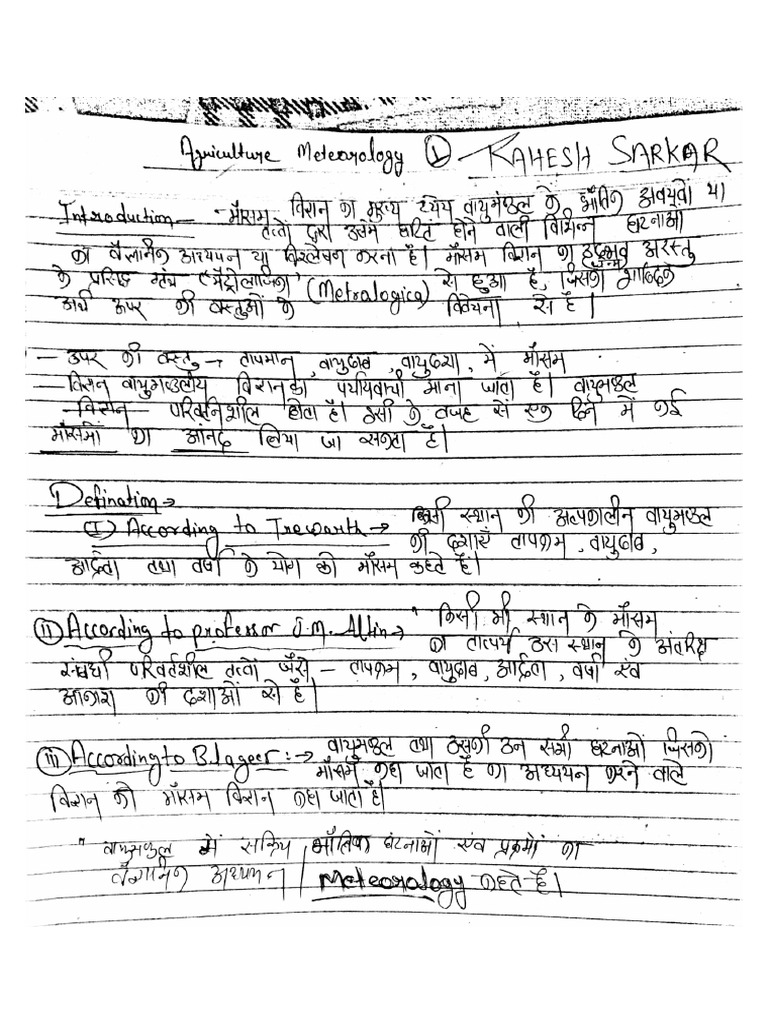 Amet 5311 Introductory Agro-Meteorology & Climate | PDF