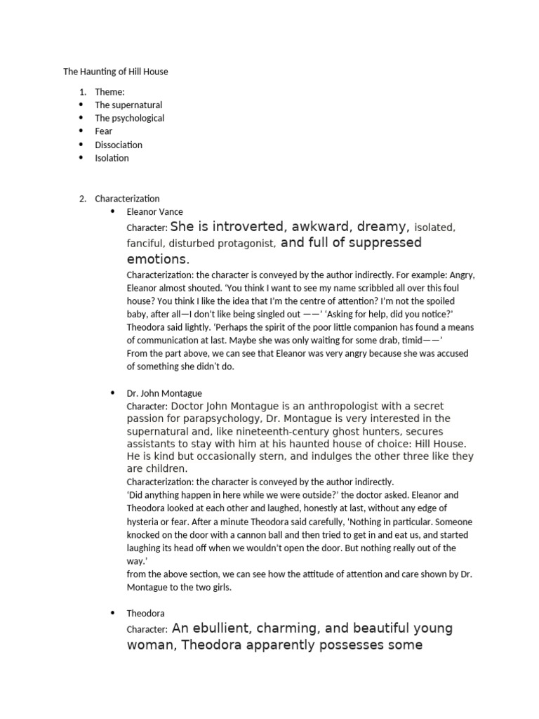 Analysis The Haunting of Hill House | PDF