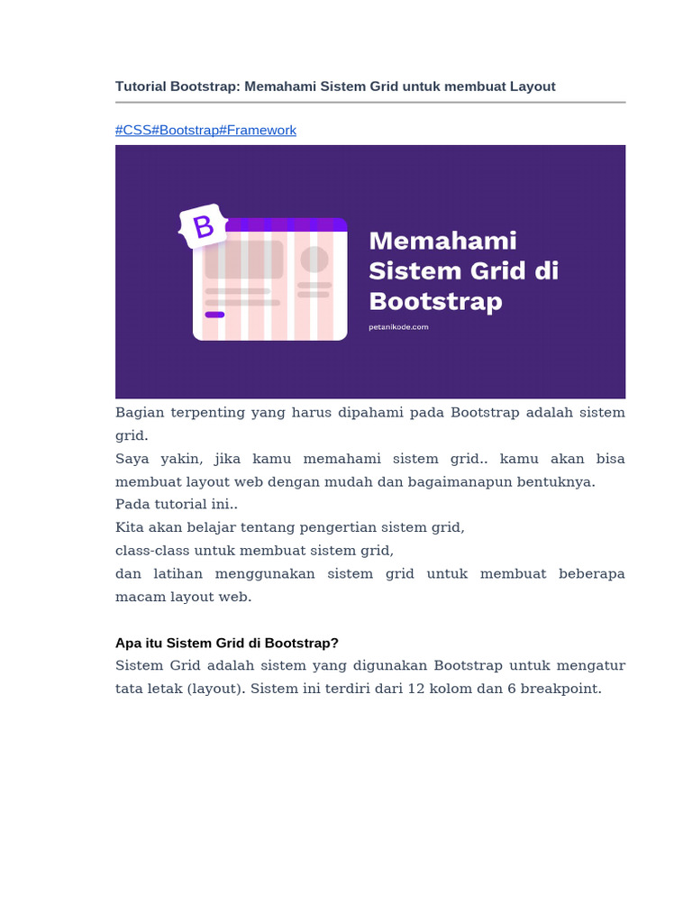 Tutorial Bootstrap - Memahami Sistem Grid Untuk Membuat Layout | PDF | Komputer