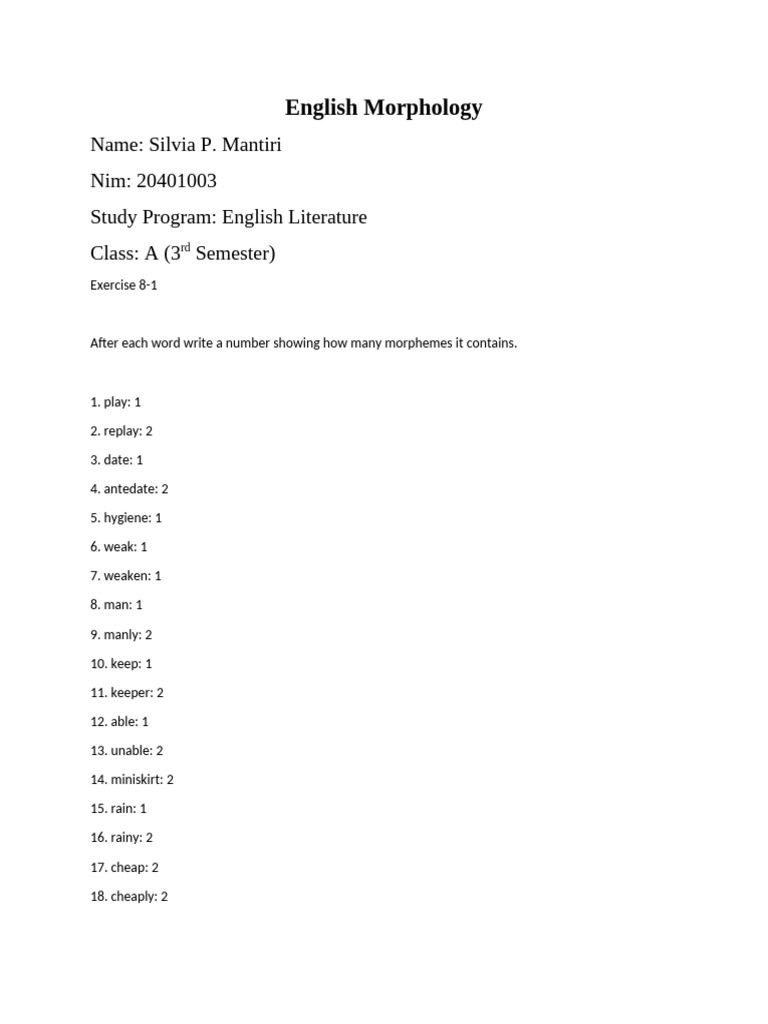English Morphology Assignment 2 | PDF