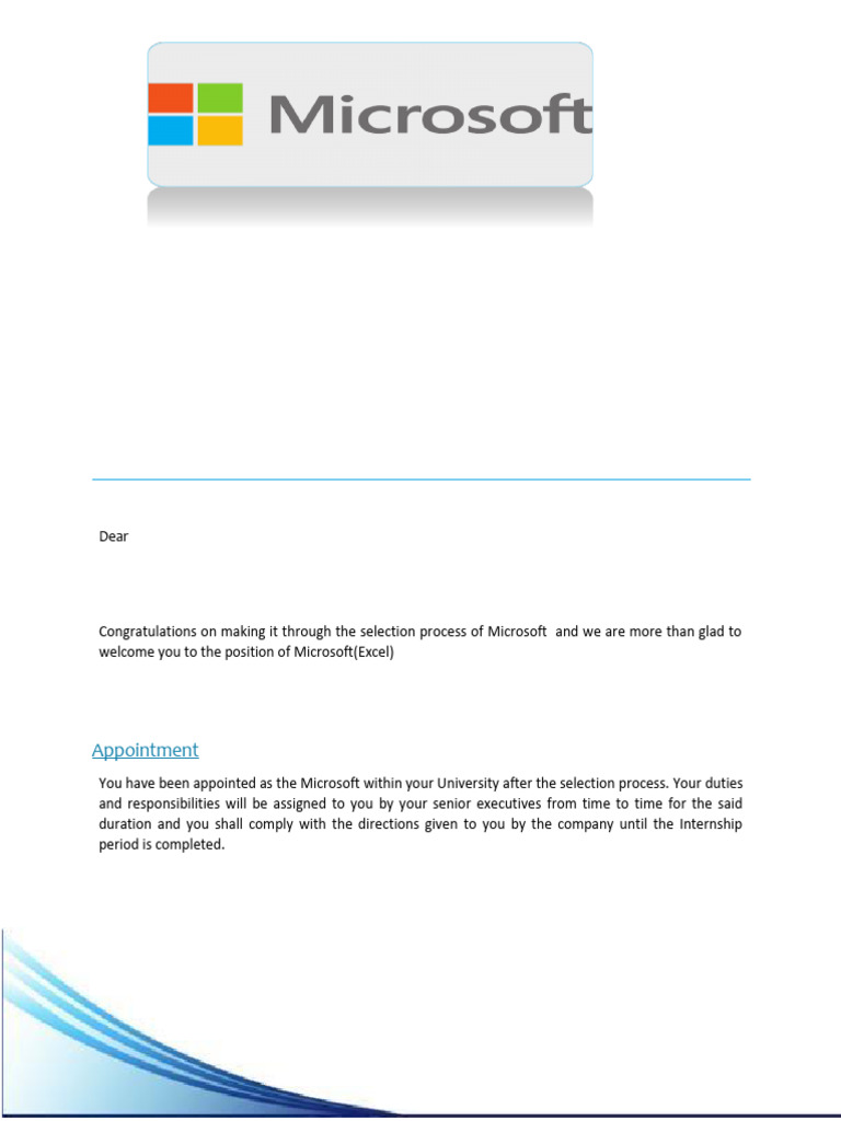 Dimple Kapoor Microsoft Offer Letter | PDF