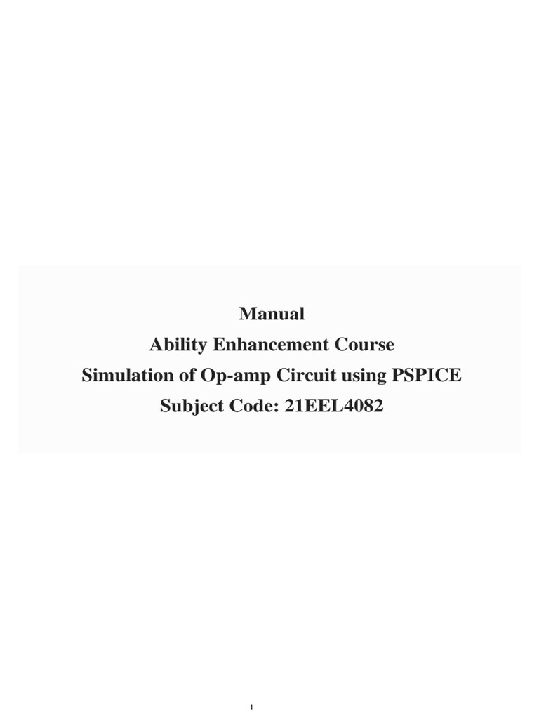 Opamp Pspice Simulation | PDF Opamp Pspice Simulation | PDF
