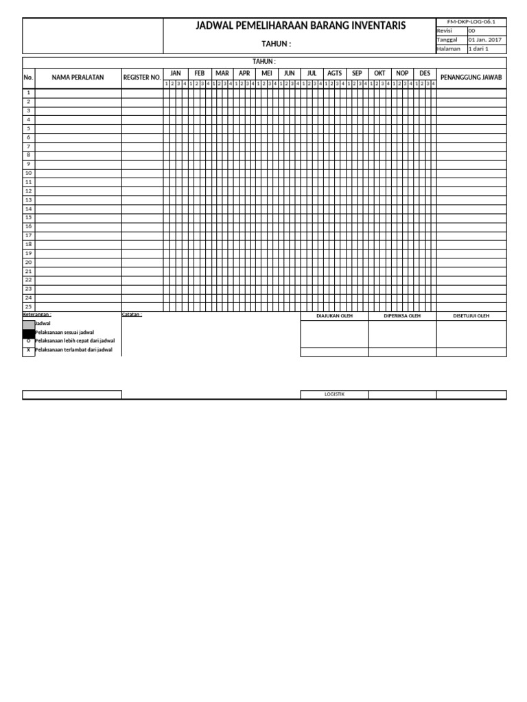 Form. Jadwal Pemeliharaan Barang Inventaris | PDF