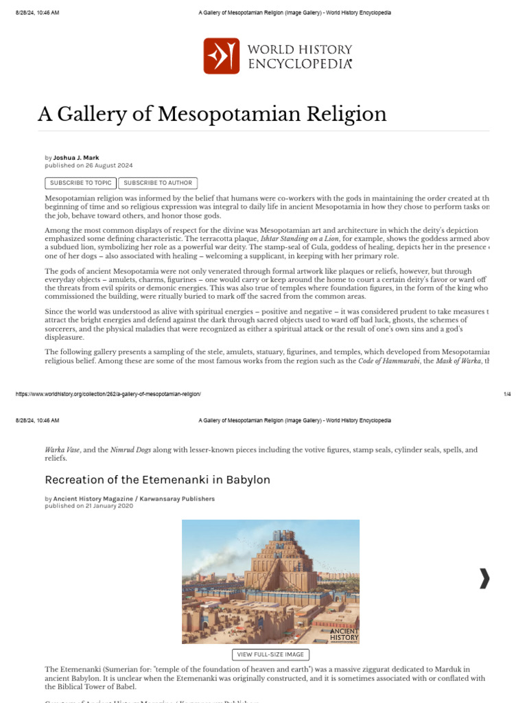 A Gallery of Mesopotamian Religion (Image Gallery) - World History ...