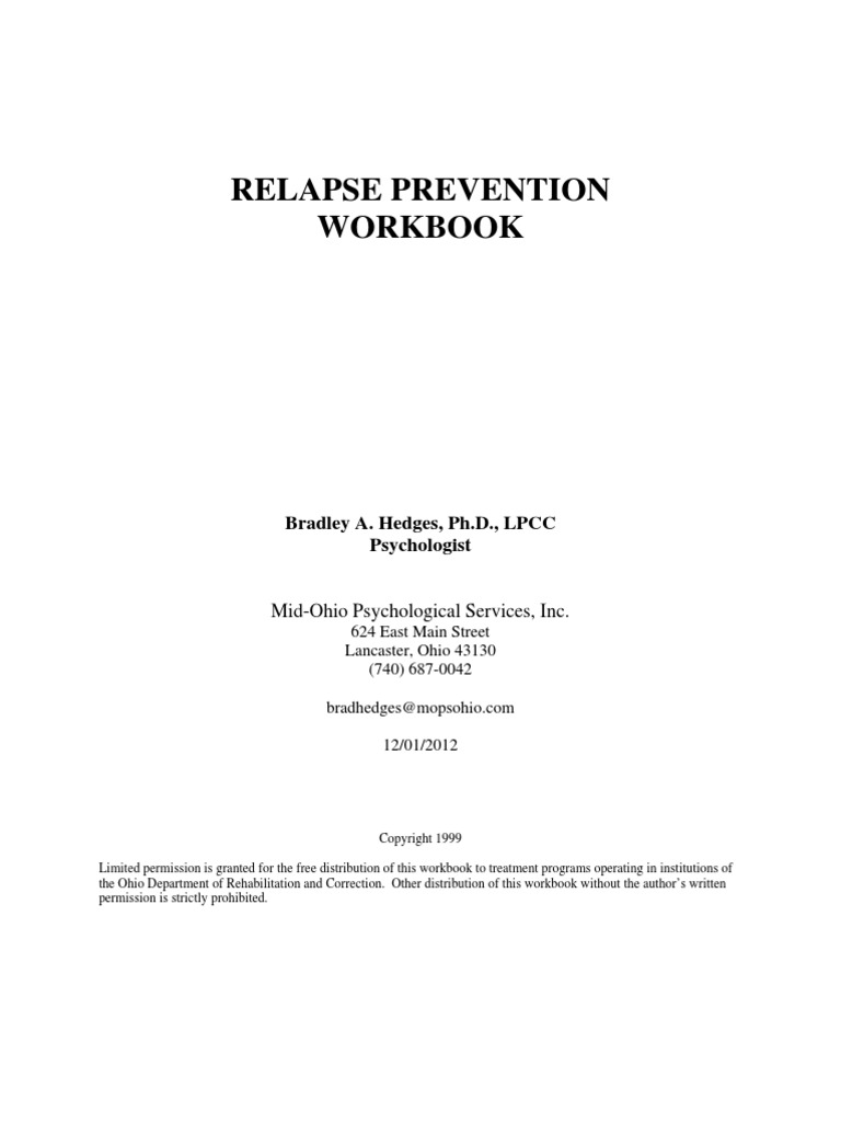 Relapse Prevention Workbook | PDF | Self-Improvement