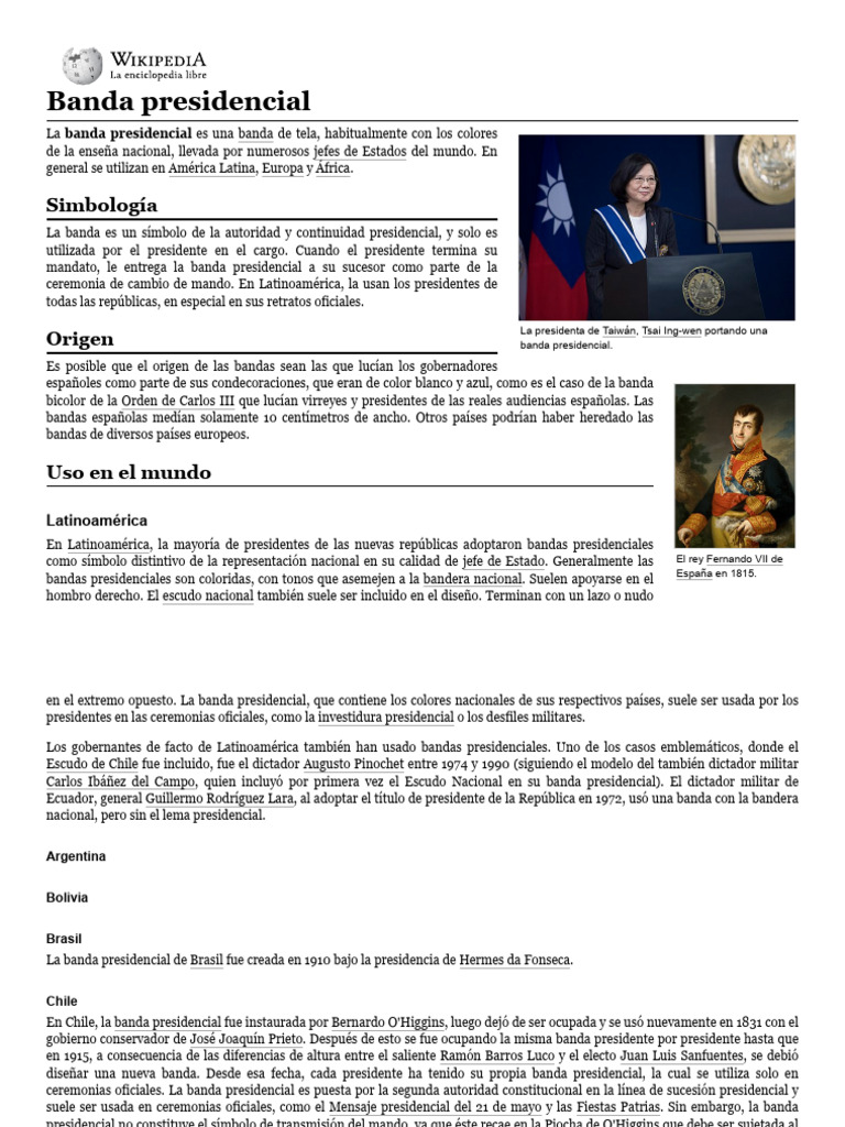Banda Presidencial - Wikipedia, La Enciclopedia Libre | PDF