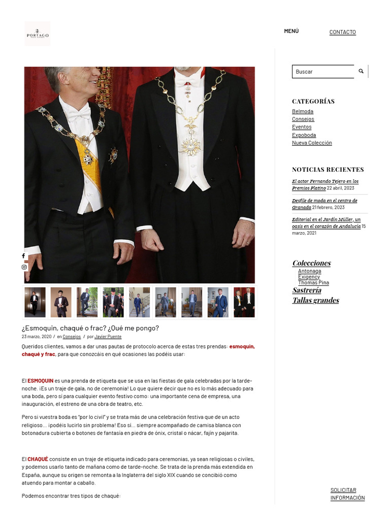 Esmoquin, Chaqué o Frac. ¿Qué Me Pongo - Consejos de Protocolo | PDF