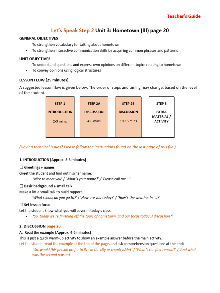 Let's Speak Step 2 - Unit 3 Teacher's Guide (D) | PDF