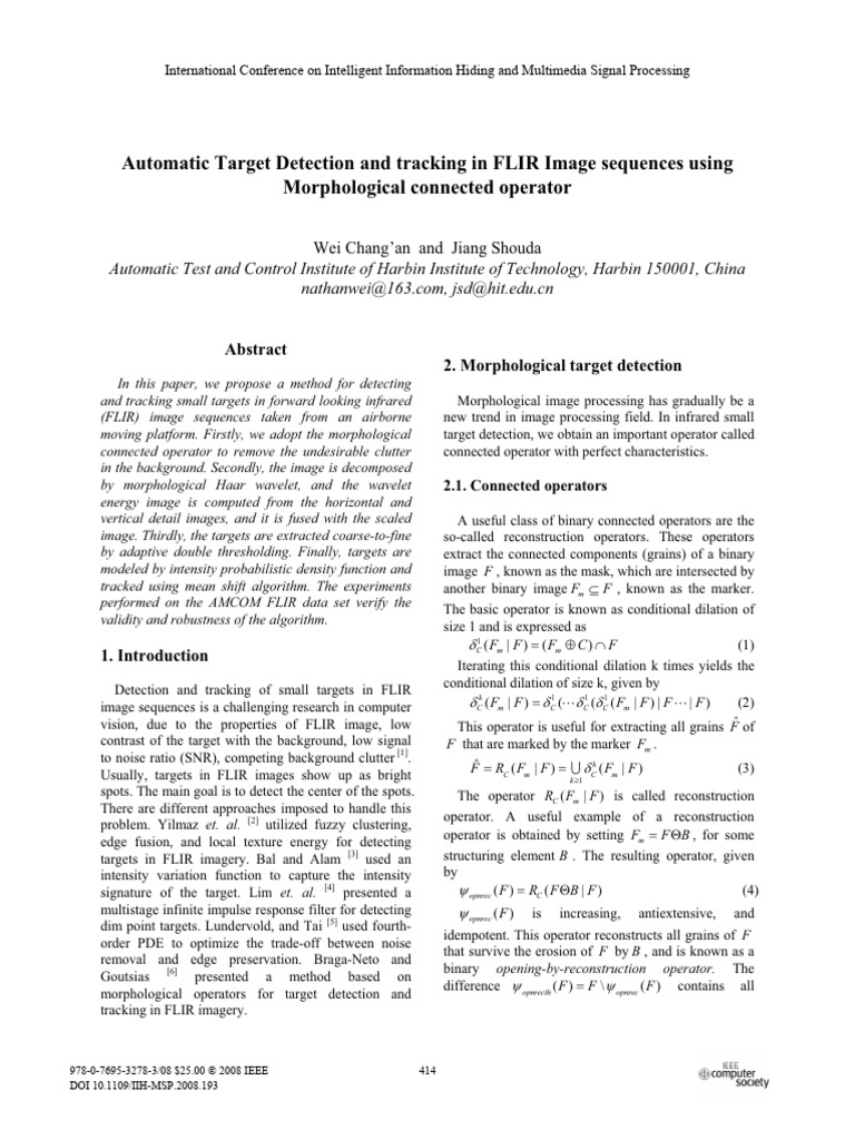 Automatic Target Detection and Tracking in FLIR Image Sequences Using Morphological Connected ...