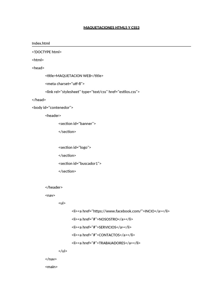 Maquetaciones Html5 y Css3 | PDF