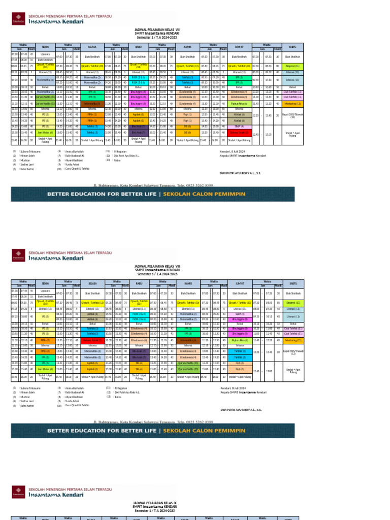 Jadwal Pelajaran SMP 2024-2025 Ganjil (Revisi) | PDF
