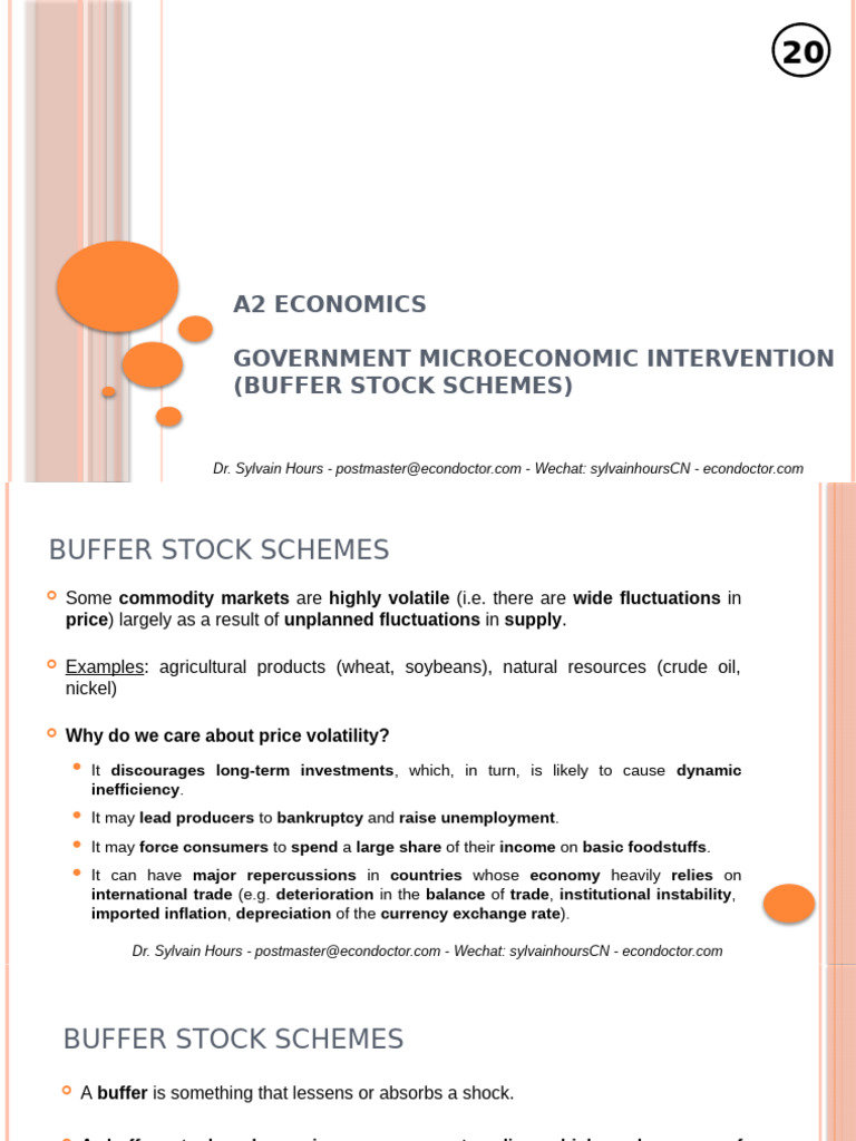 A-Level Economics - Government Microeconomic Intervention (Buffer Stock Schemes) | PDF