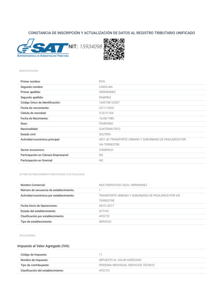 Portal SAT - Impresión de RTU - Guatemala | PDF