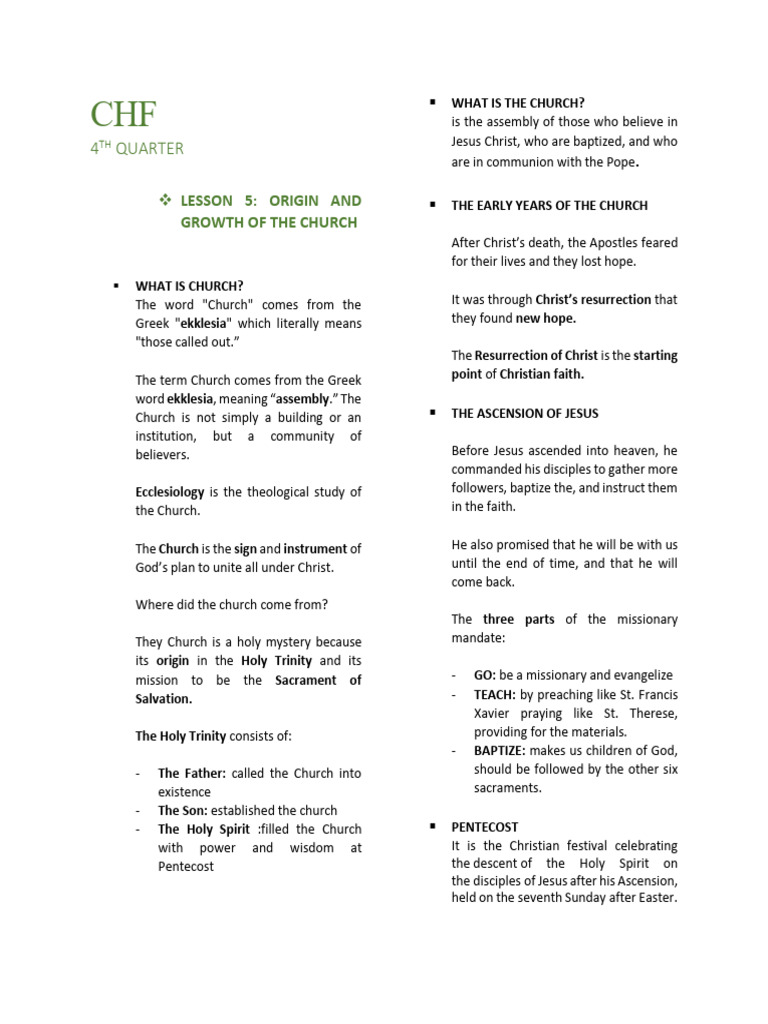 CHF 4th QUARTER REVIEWER | PDF